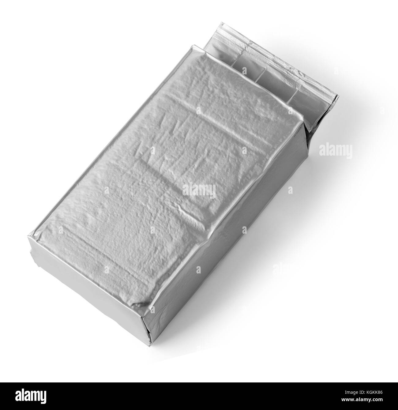 silver blank package on white background including clipping path Stock ...