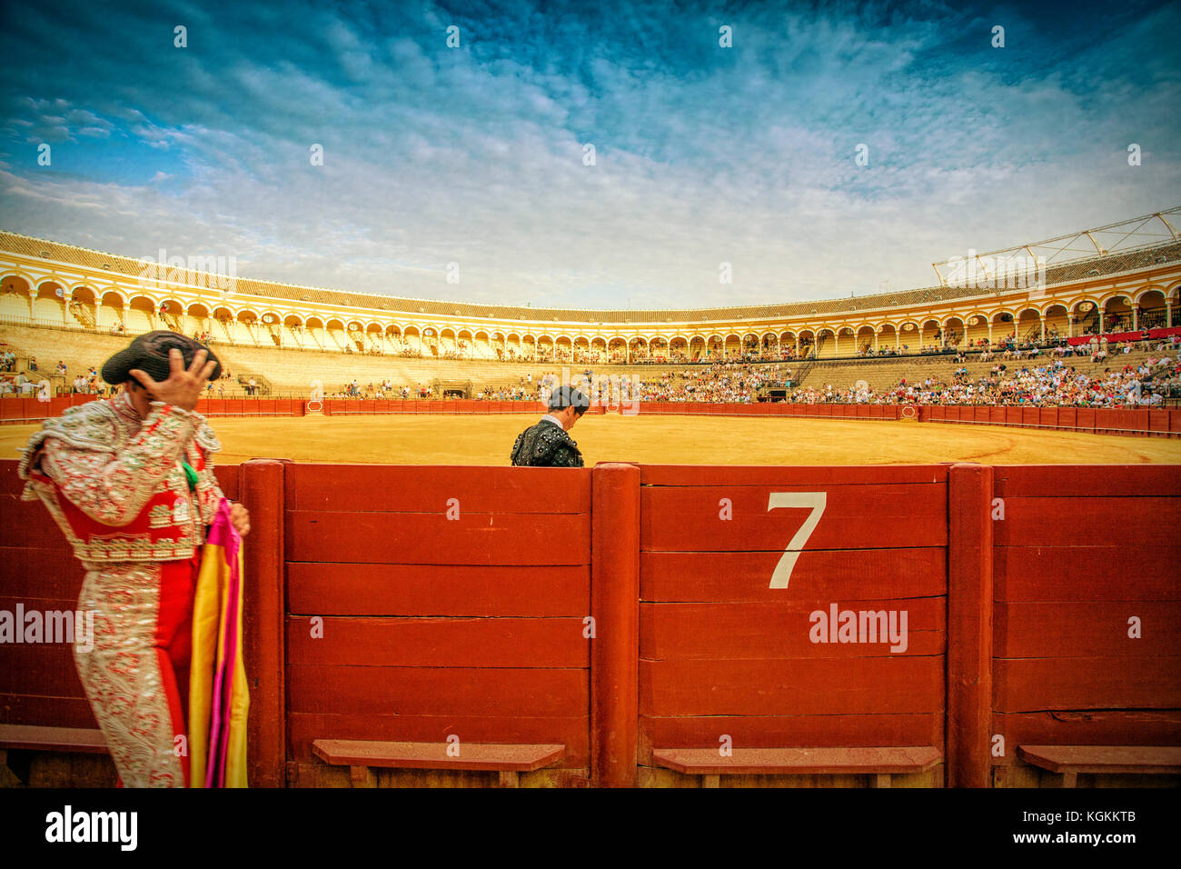 Real Maestranza bullring during a bullfight, Seville, Spain Stock Photo ...