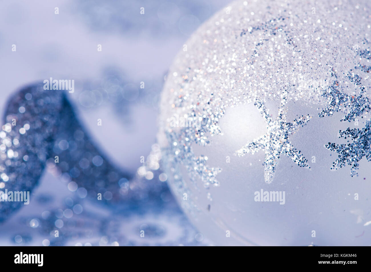 glowing white christmas bauble decoration Stock Photo - Alamy