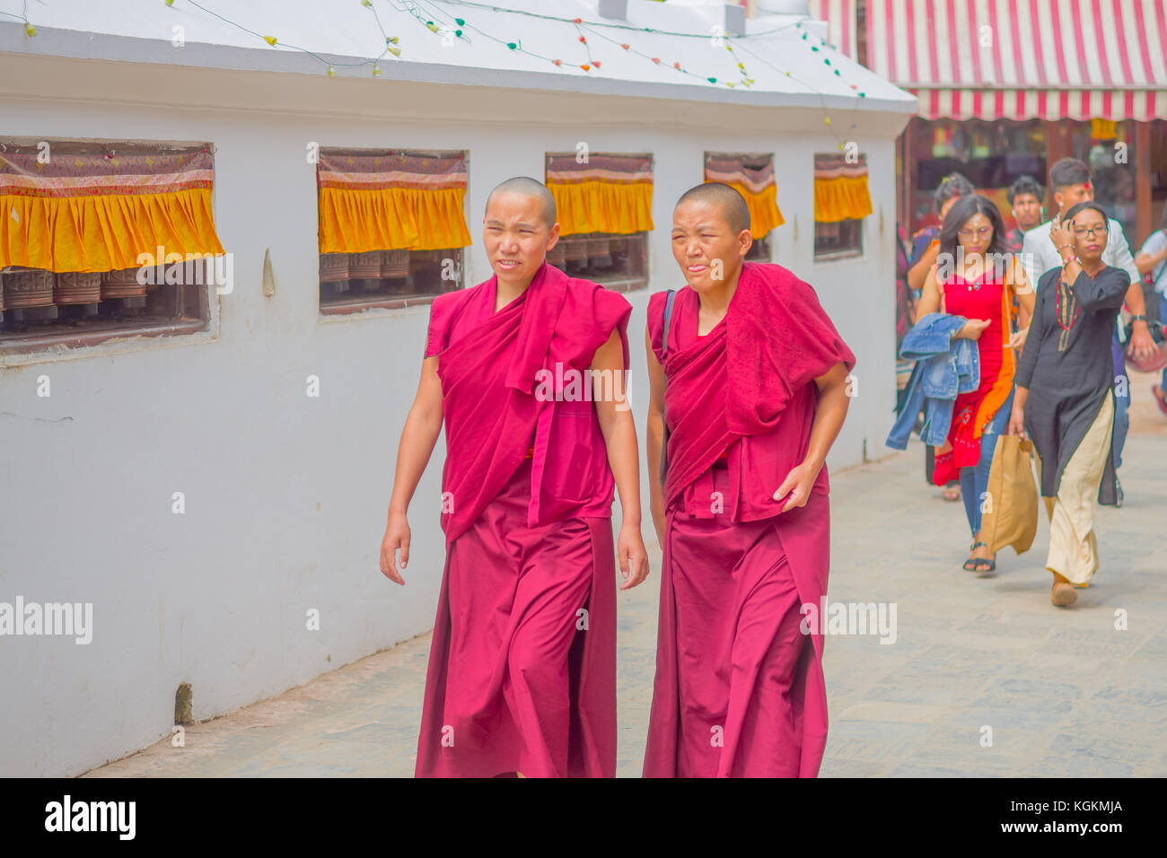 KATHMANDU, NEPAL OCTOBER 15, 2017: Unidentified people walking at ...