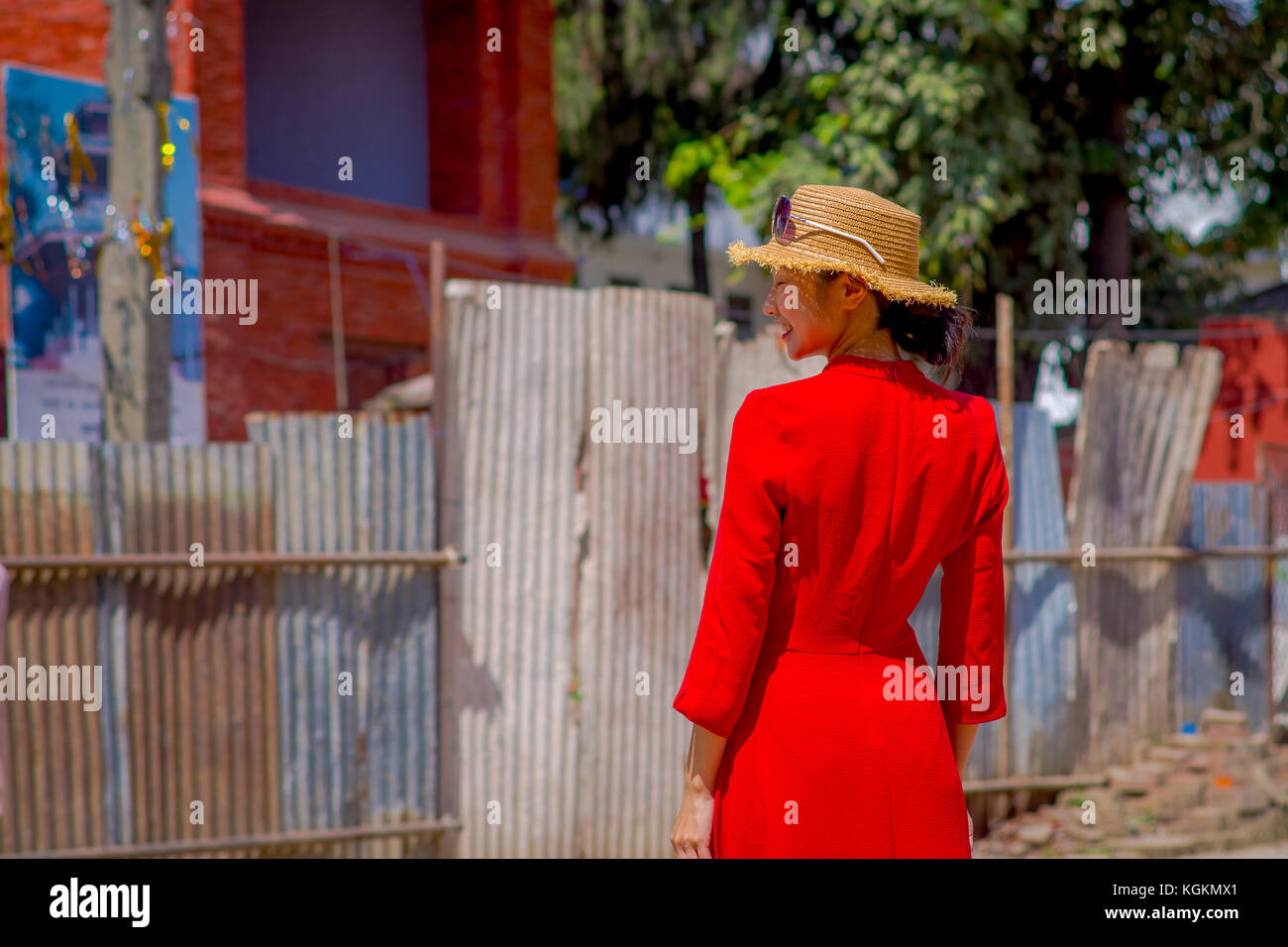 KATHMANDU, NEPAL OCTOBER 15, 2017: Unidentified nepalese woman wearing ...