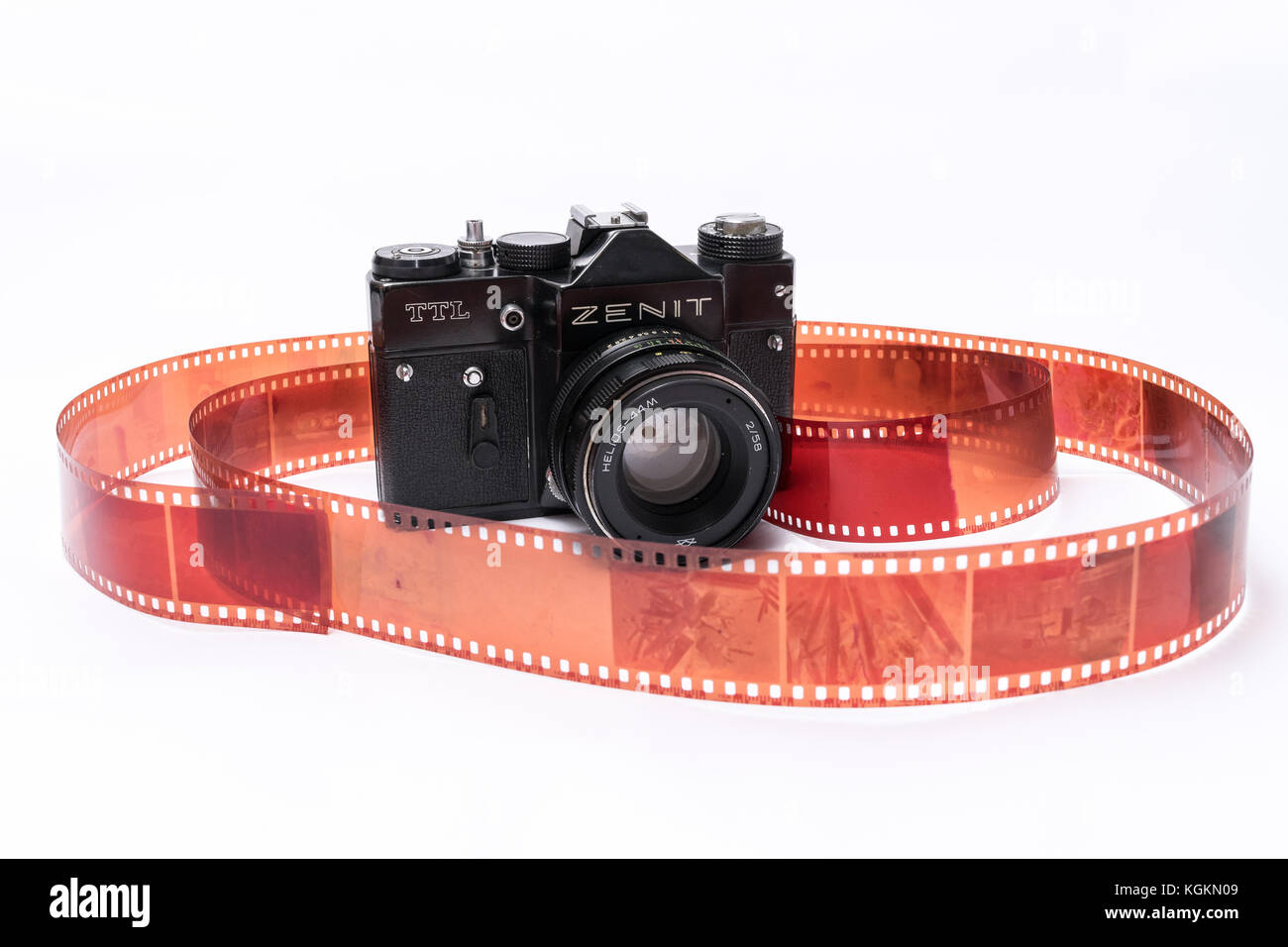 Old Soviet Zenit TTL 35 mm film camera isolated on white Stock Photo ...