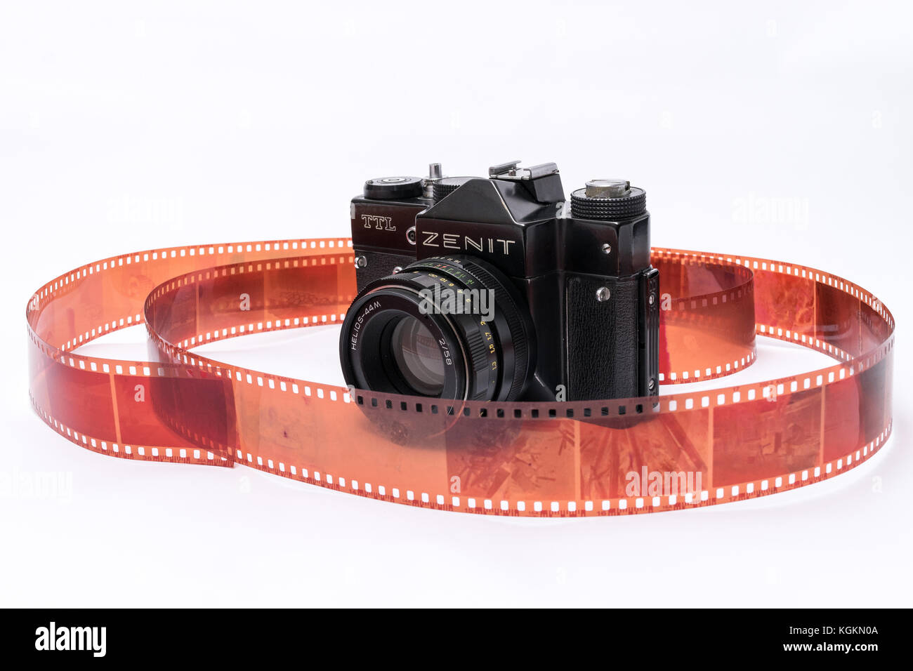 Old Soviet Zenit TTL 35 mm film camera isolated on white Stock Photo ...