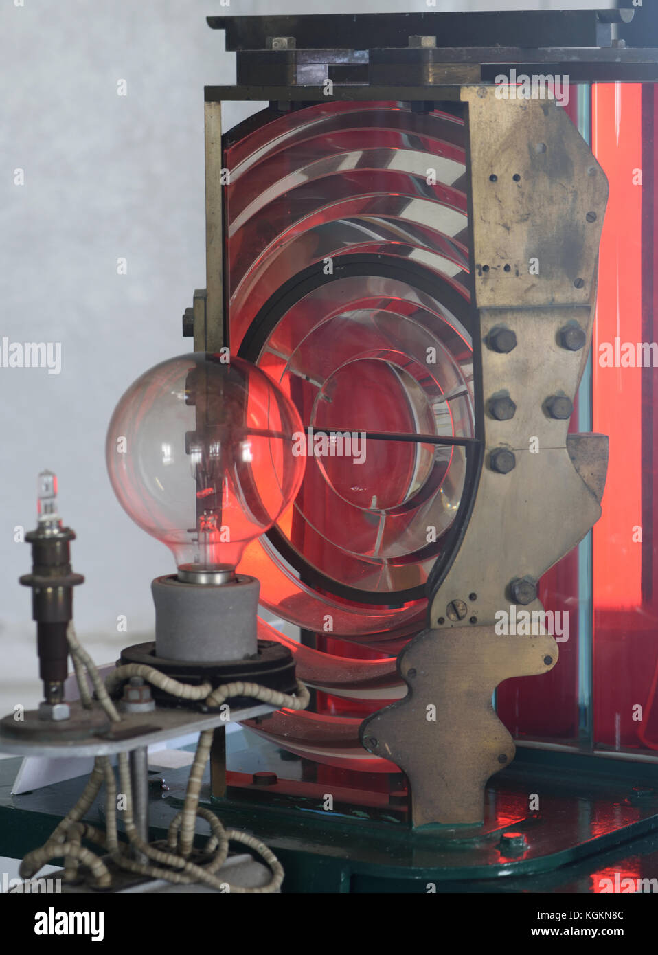 Lamp and optics of the Start Point lighthouse in the lantern room, now ...