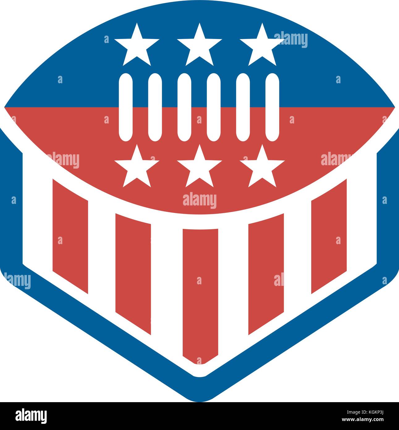 Icon style illustration of an American Football on top of crest shield ...
