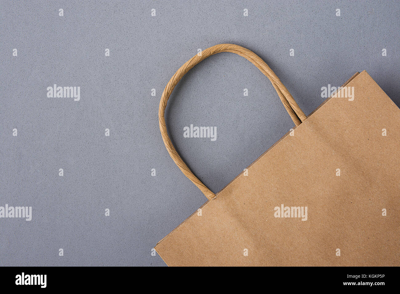 Empty Brown Craft Paper Bag on Gray Background. Sales Discount Shopping ...