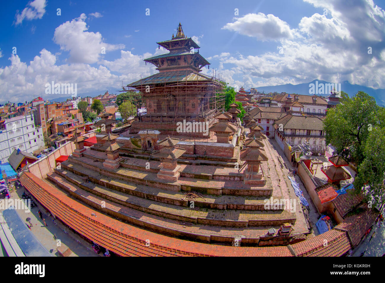 KATHMANDU, NEPAL OCTOBER 15, 2017: Aerial view of Durbar Square near ...