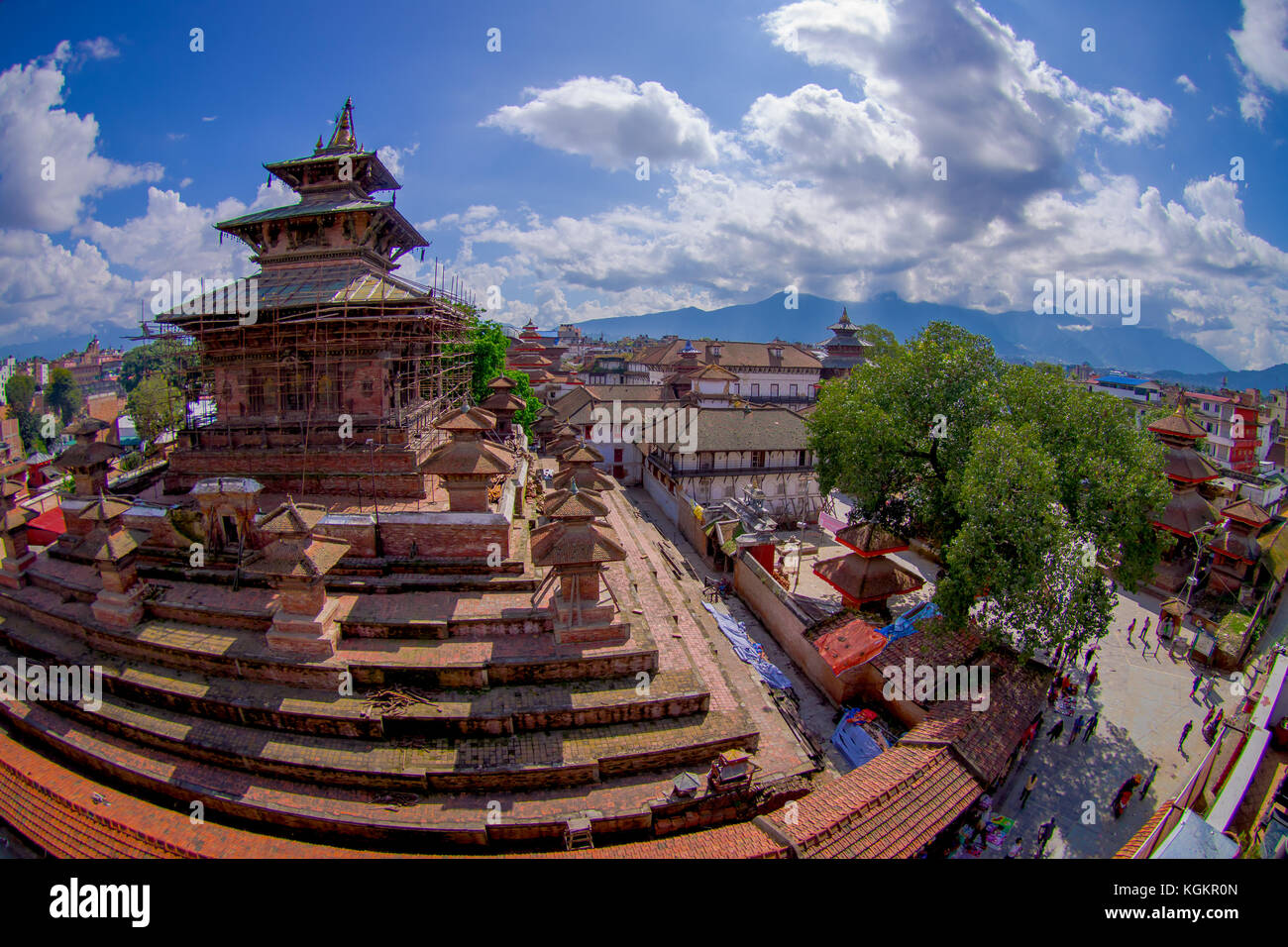 KATHMANDU, NEPAL OCTOBER 15, 2017: Aerial view of Durbar Square near ... KATHMANDU, NEPAL OCTOBER 15, 2017: Aerial view of Durbar Square near ...