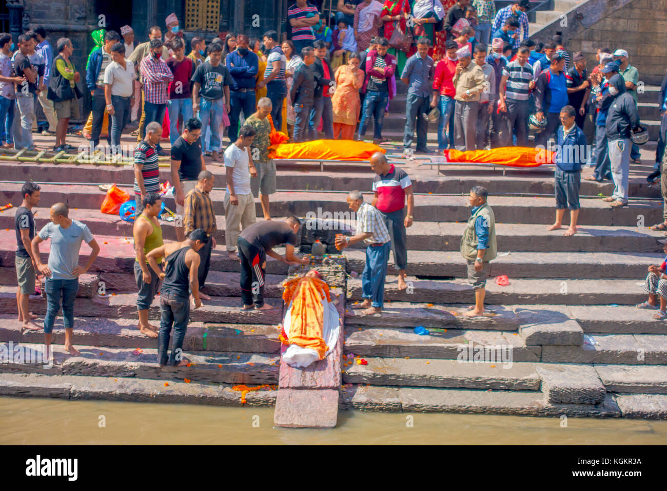 KATHMANDU, NEPAL OCTOBER 15, 2017: Religious burning ritual at ...