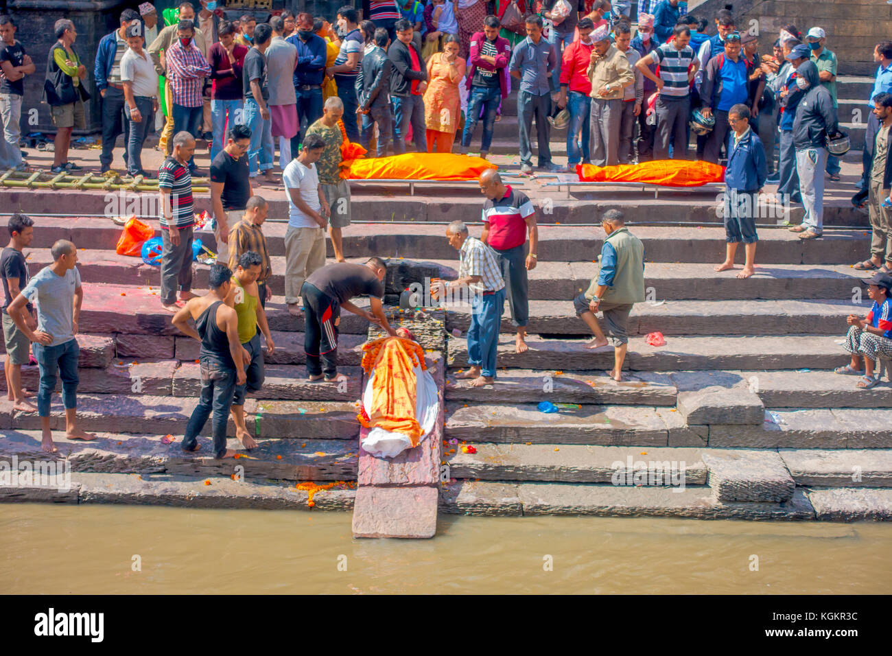 KATHMANDU, NEPAL OCTOBER 15, 2017: Religious burning ritual at ...