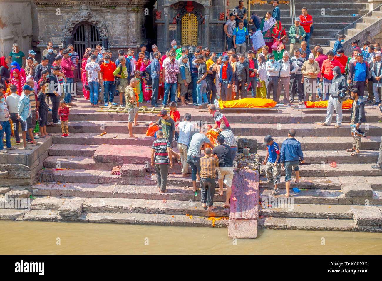 KATHMANDU, NEPAL OCTOBER 15, 2017: Religious burning ritual at ...