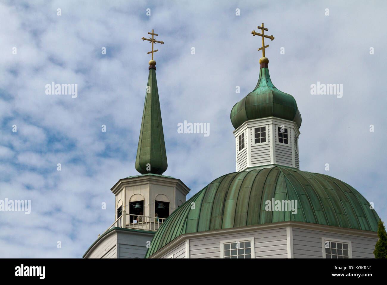 View from street of the dome and steeple of St. Michael's Russian ...