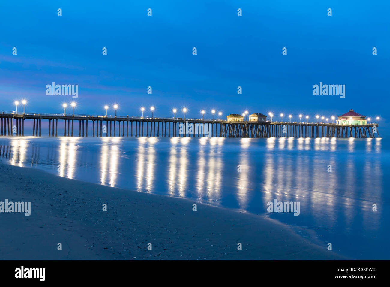Huntington beach pier night california hi-res stock photography and ...