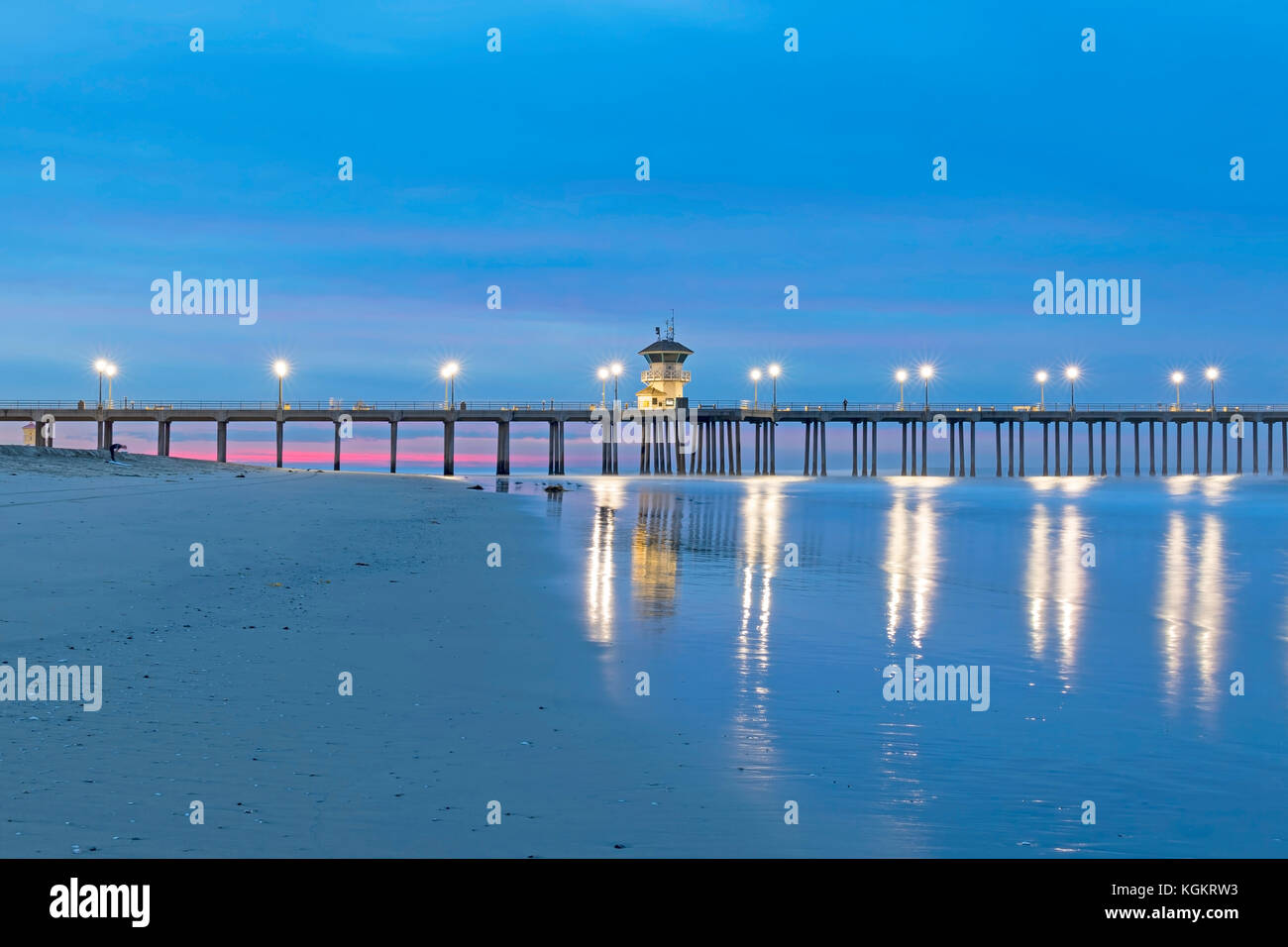 Huntington beach pier night california hi-res stock photography and ...