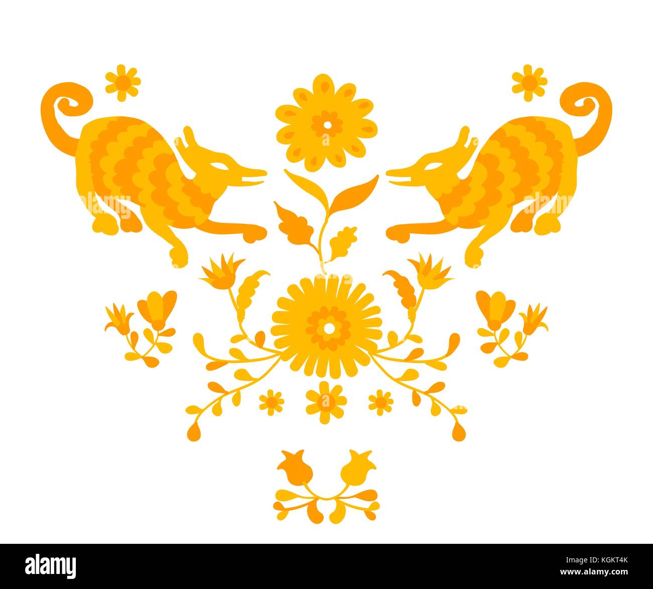 Vector folk Mexican Otomi embroidery Pattern Stock Vector Image & Art ...