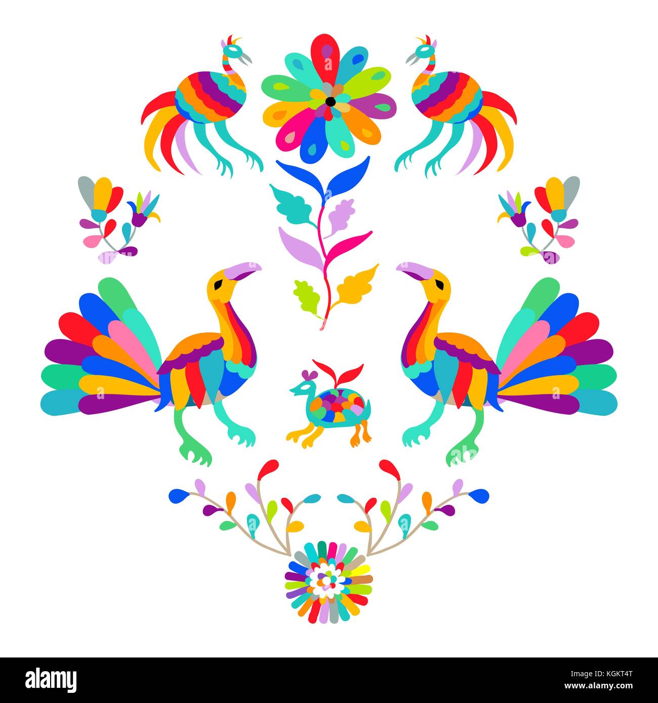 Vector folk Mexican Otomi Style embroidery Pattern Stock Vector Image ...