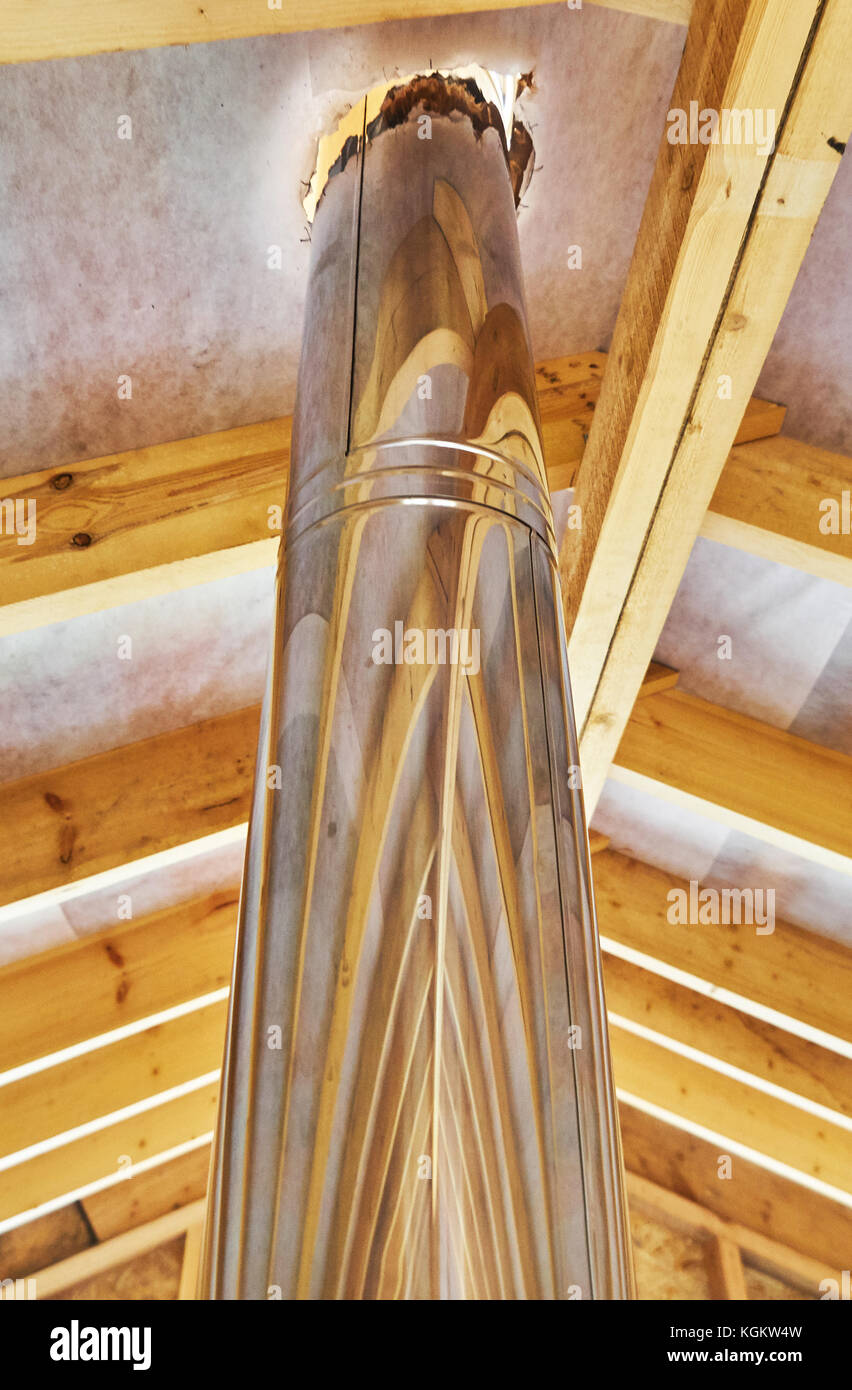 chimney in a frame house Stock Photo - Alamy