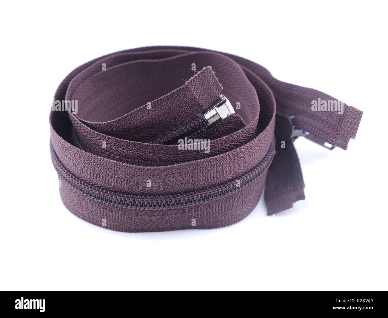 brown zipper on white background Stock Photo - Alamy