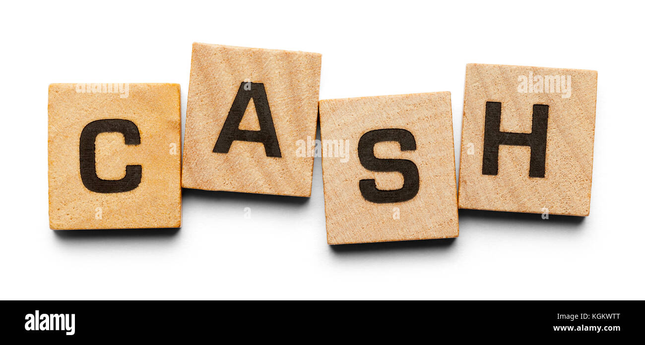 Cash Spelled with Wood Tiles Isolated on a White Background Stock Photo ...