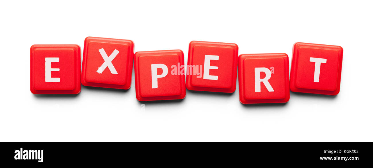 Expert Spelled with Wood Tiles Isolated on a White Background Stock ...