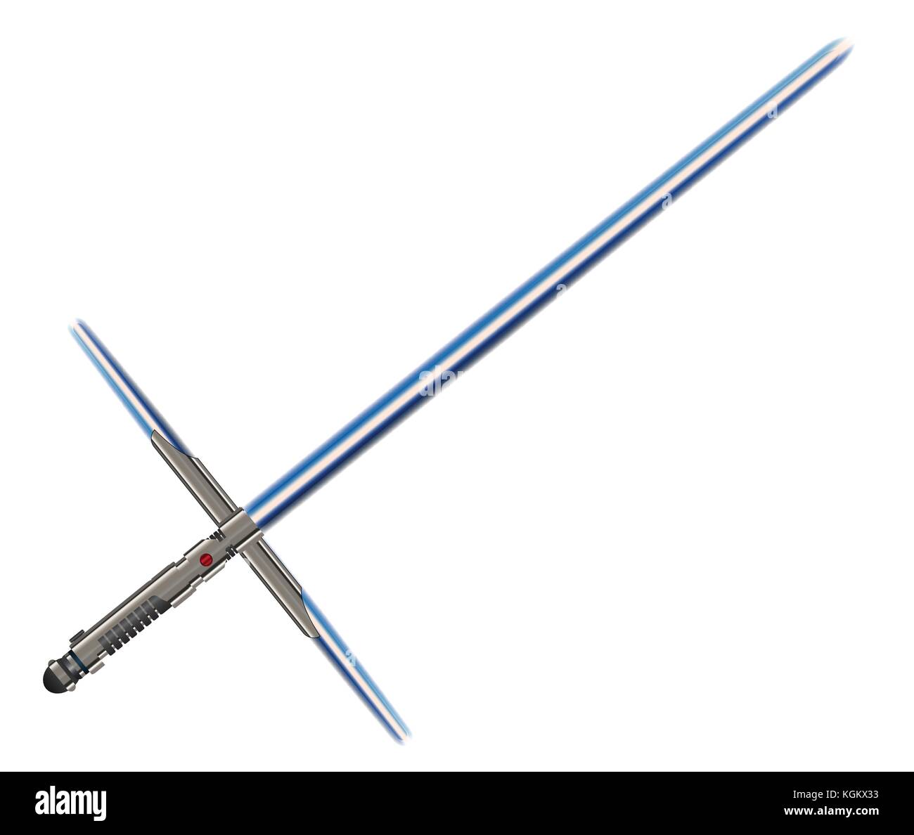 A sci-fi light sword future type weapon with a red blade isolated on a ...