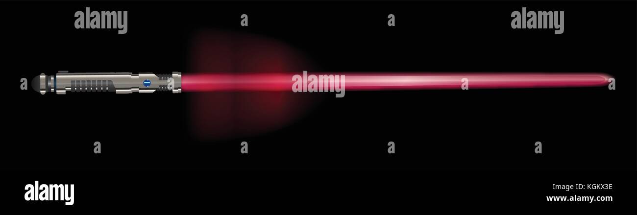 A sci-fi light sword weapon with a red blade isolated on a black ...