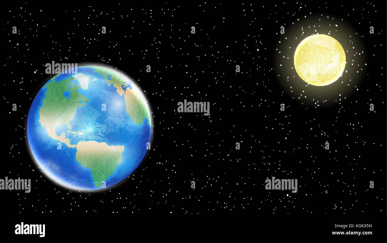 real earth and moon on space star background Stock Vector Image & Art ...