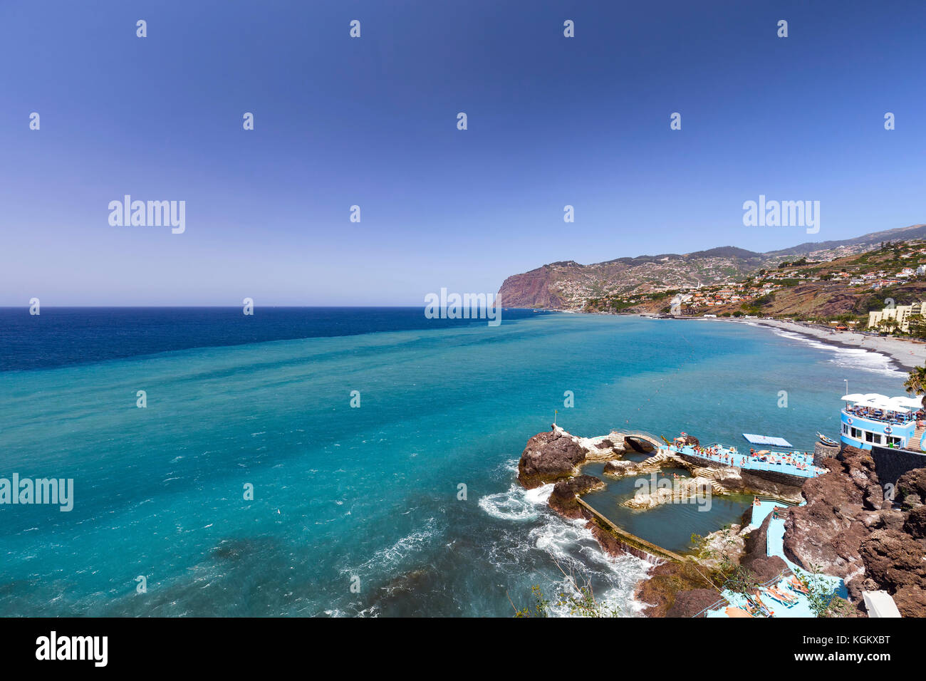 Salt water ocean pools near the town of Sao Martinho in Madeira ...