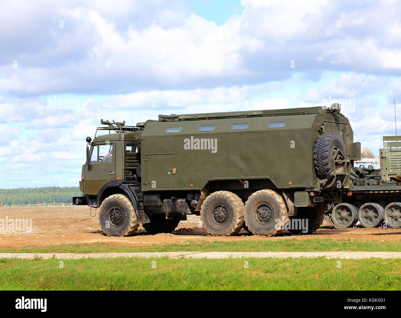 Military all terrain truck with a metal frame and box body Stock Photo ...