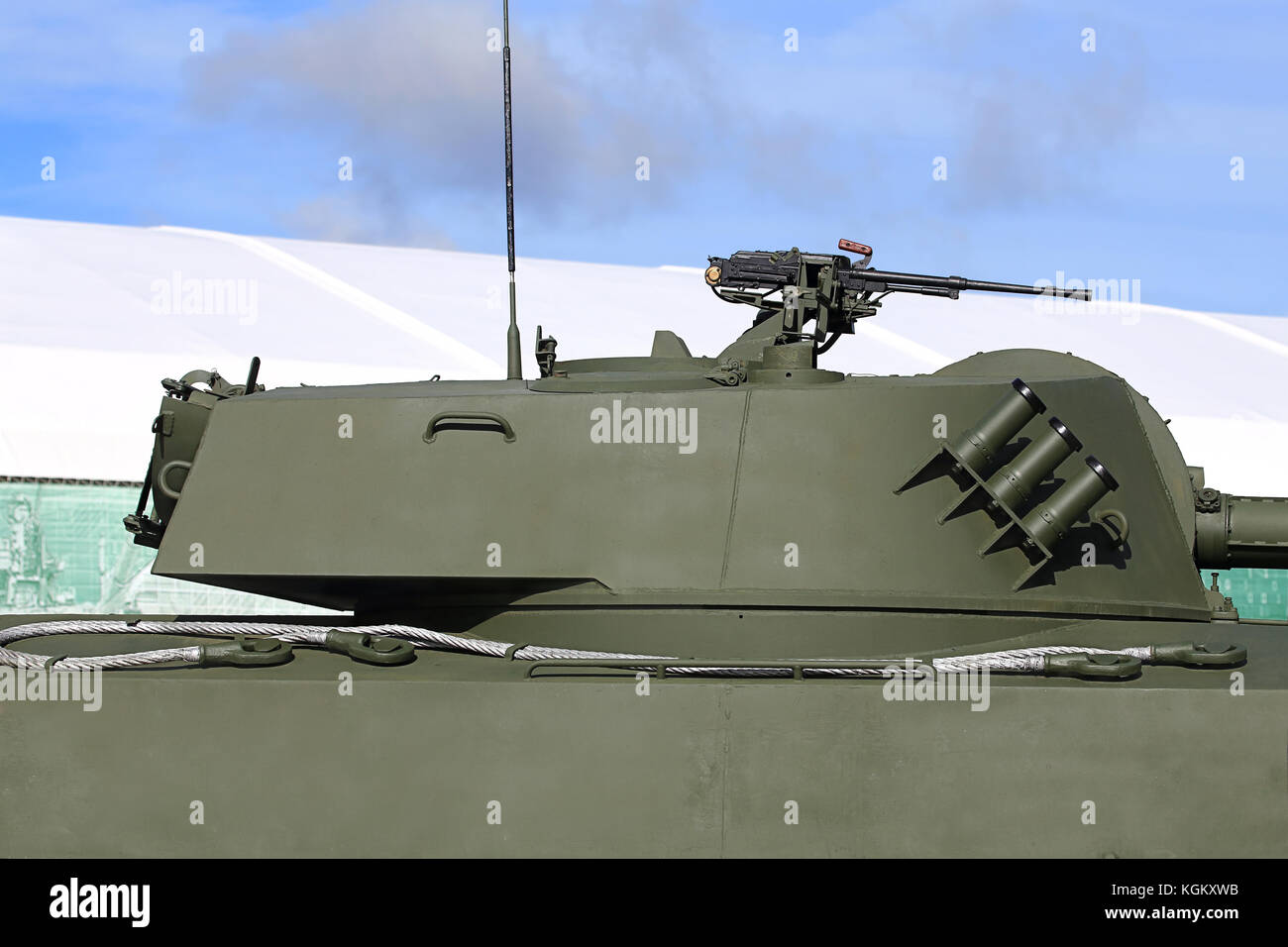 Rotating tower of the self-propelled gun consisting service of Russian ...