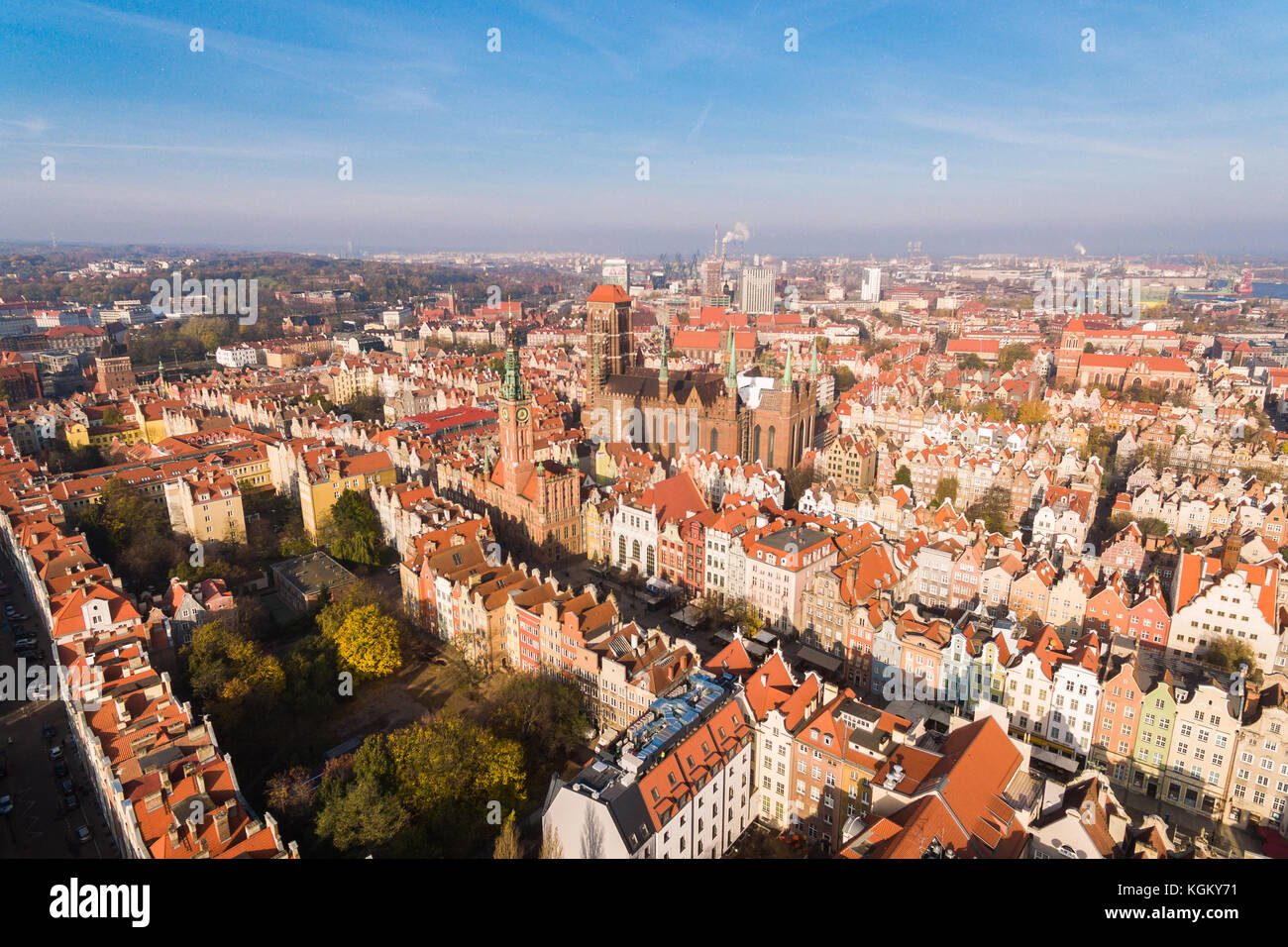 Aerial view of the old town of Gdansk at sunny day Stock Photo - Alamy