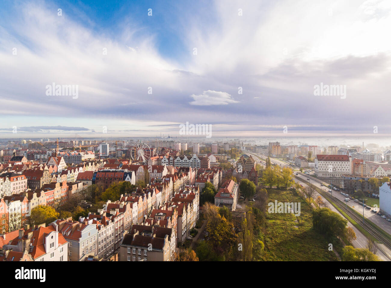 Aerial view of the old town of Gdansk at sunny day Stock Photo - Alamy
