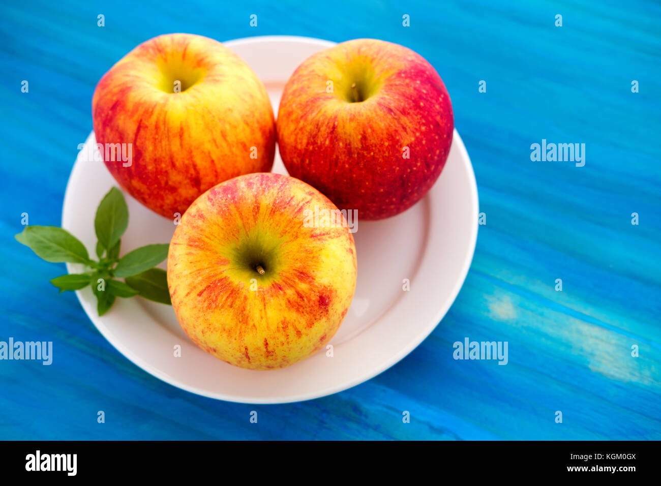 Healthy apple on plate Stock Photo - Alamy