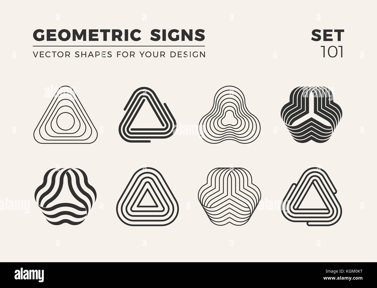 Set of eight minimalistic trendy shapes. Stylish vector logo emblems ...