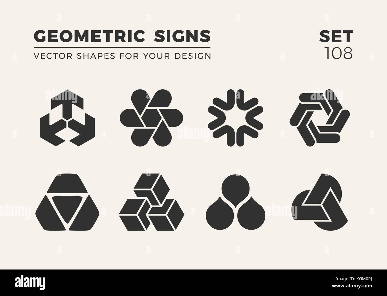 Set of eight minimalistic trendy shapes. Stylish vector logo emblems ...