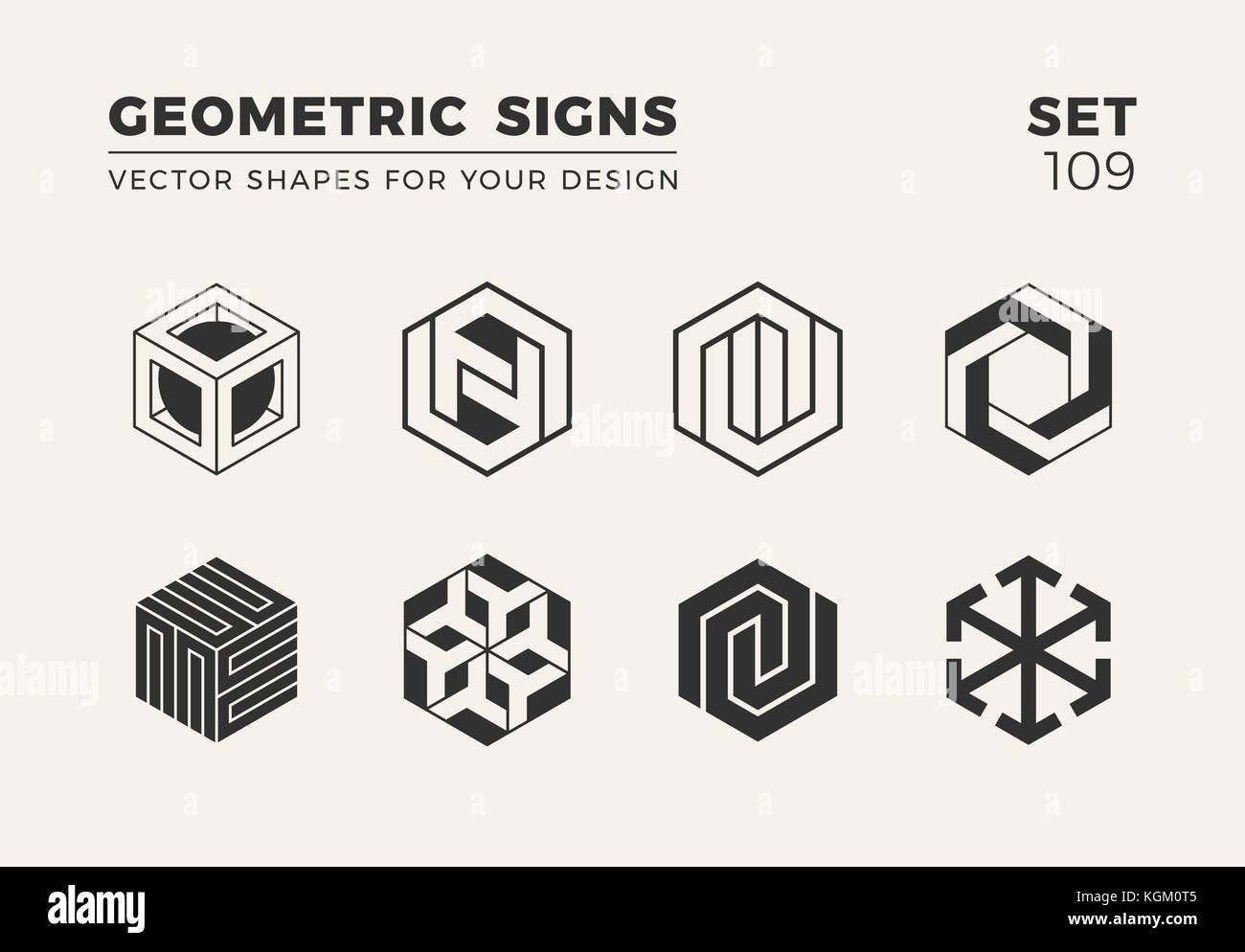 Set of eight minimalistic trendy shapes. Stylish vector logo emblems ...