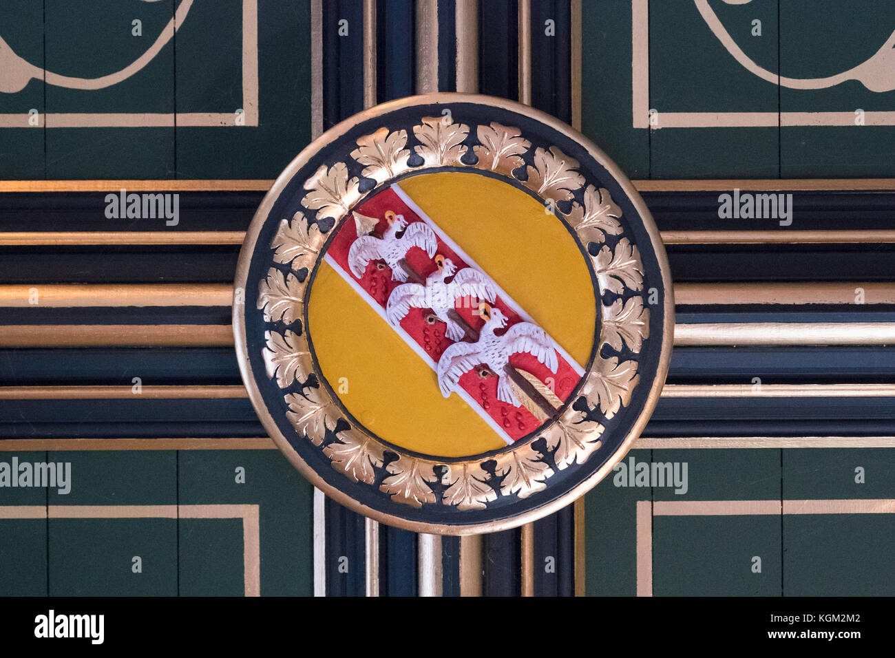 Coat of Arms of the Queen with three birds impaled on one arrow inside ...