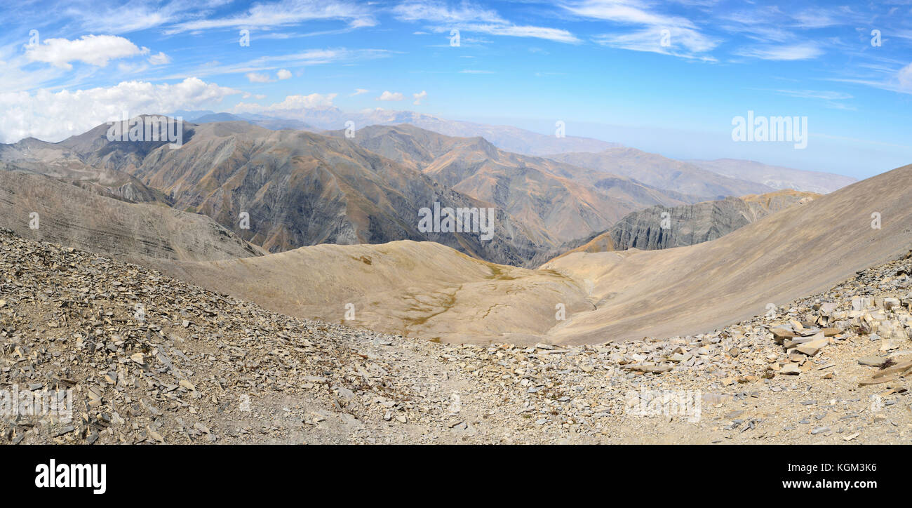 View from the summit of Mountain Babadag (3629 m) in Azerbaijan, toward ...