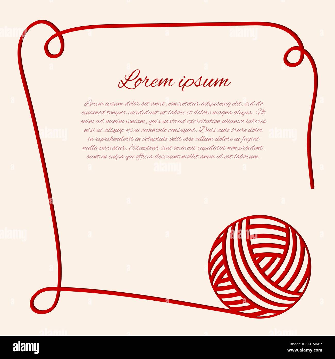 Red clew. Papercut yarn. Border with thread Stock Vector Image & Art ...