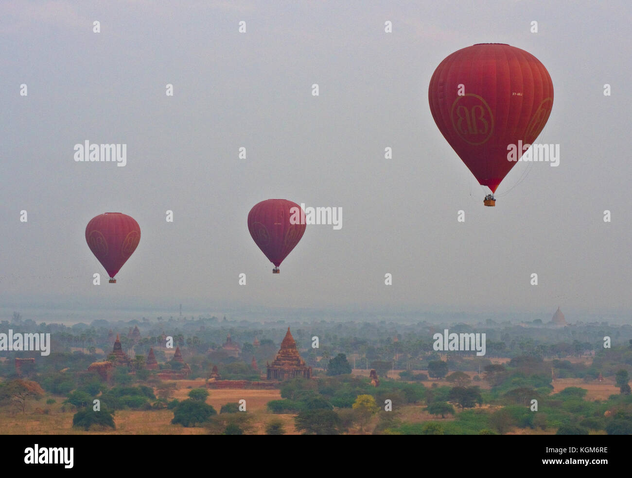 Balloons over Bagan Myanmar Burma Stock Photo - Alamy