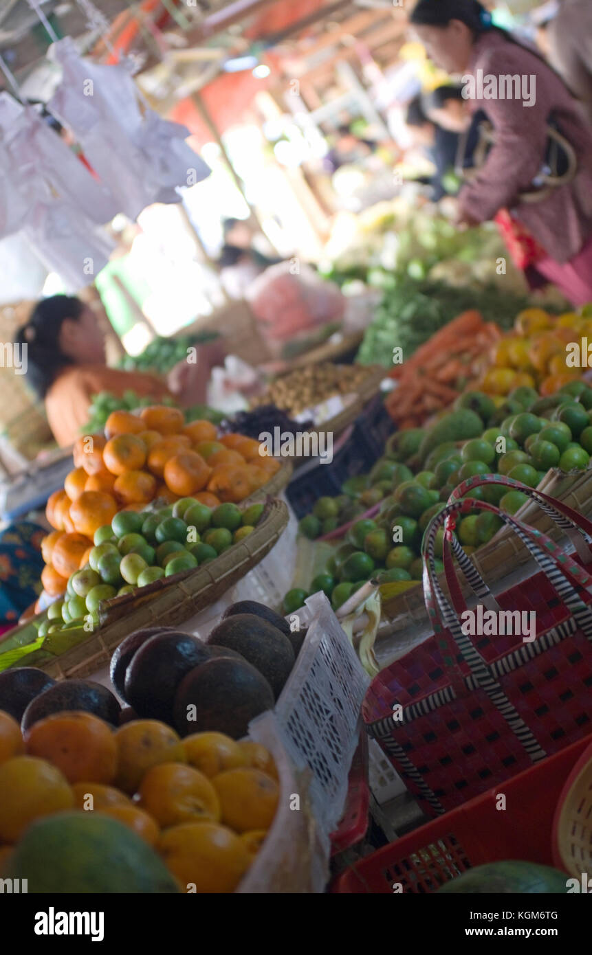 Women selling their fresh produce at the local market in Bagan daily ...