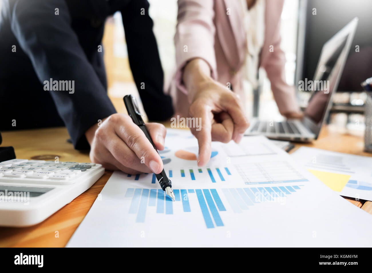 Team work process. young business managers crew working with new ...