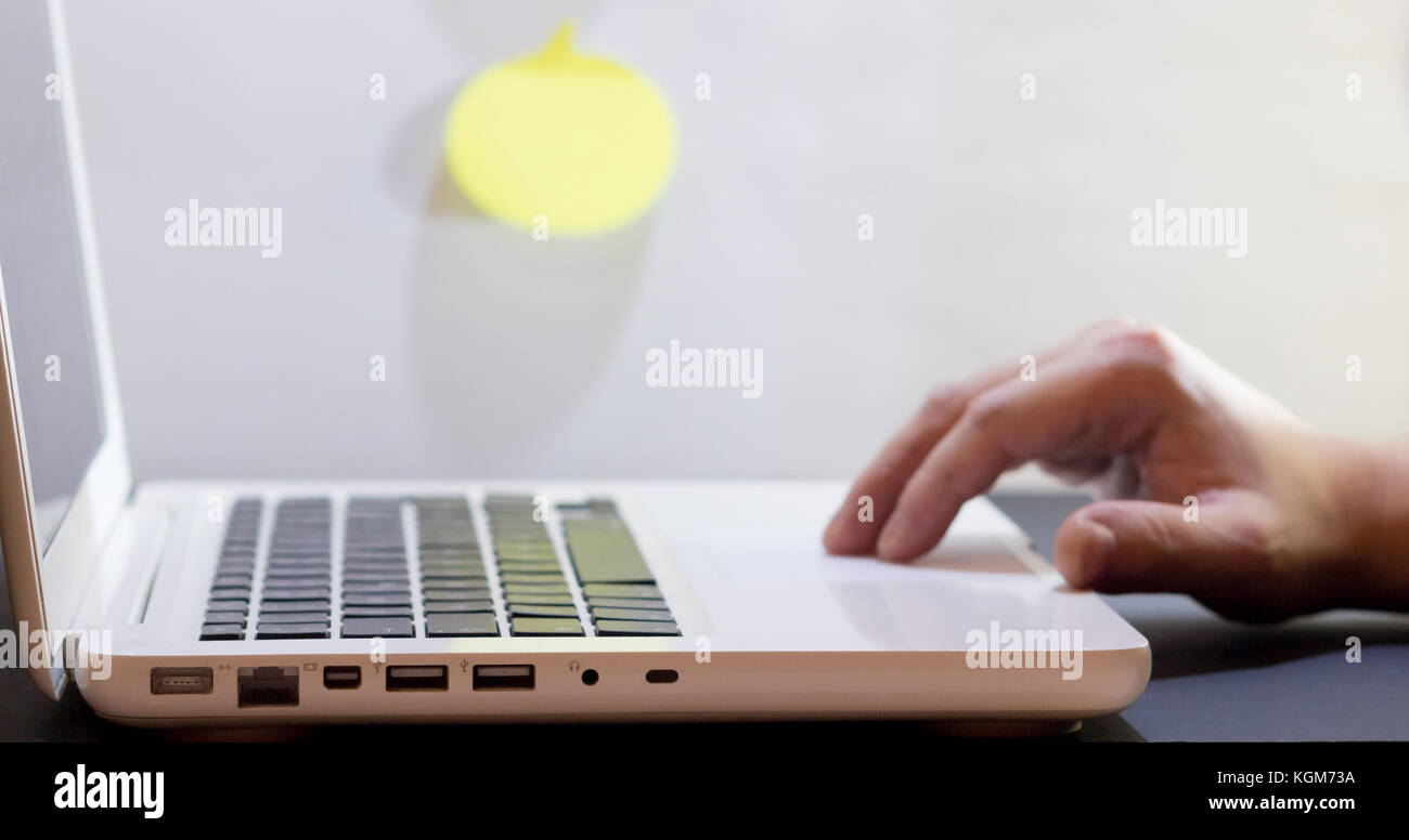 Using a Computer laptop office working Stock Photo - Alamy