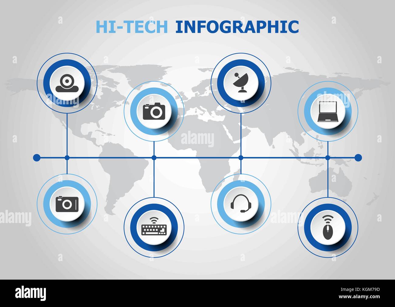 Infographic design with hi-tech icons, stock vector Stock Vector Image ...