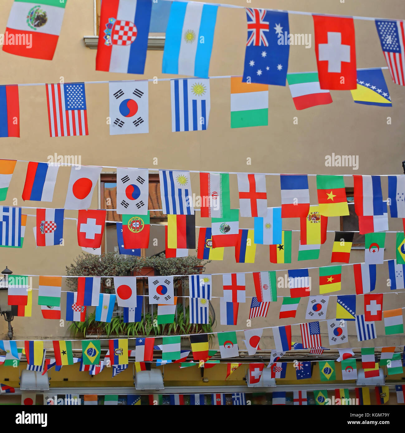 International Flags Festive Street Decoration Stock Photo - Alamy