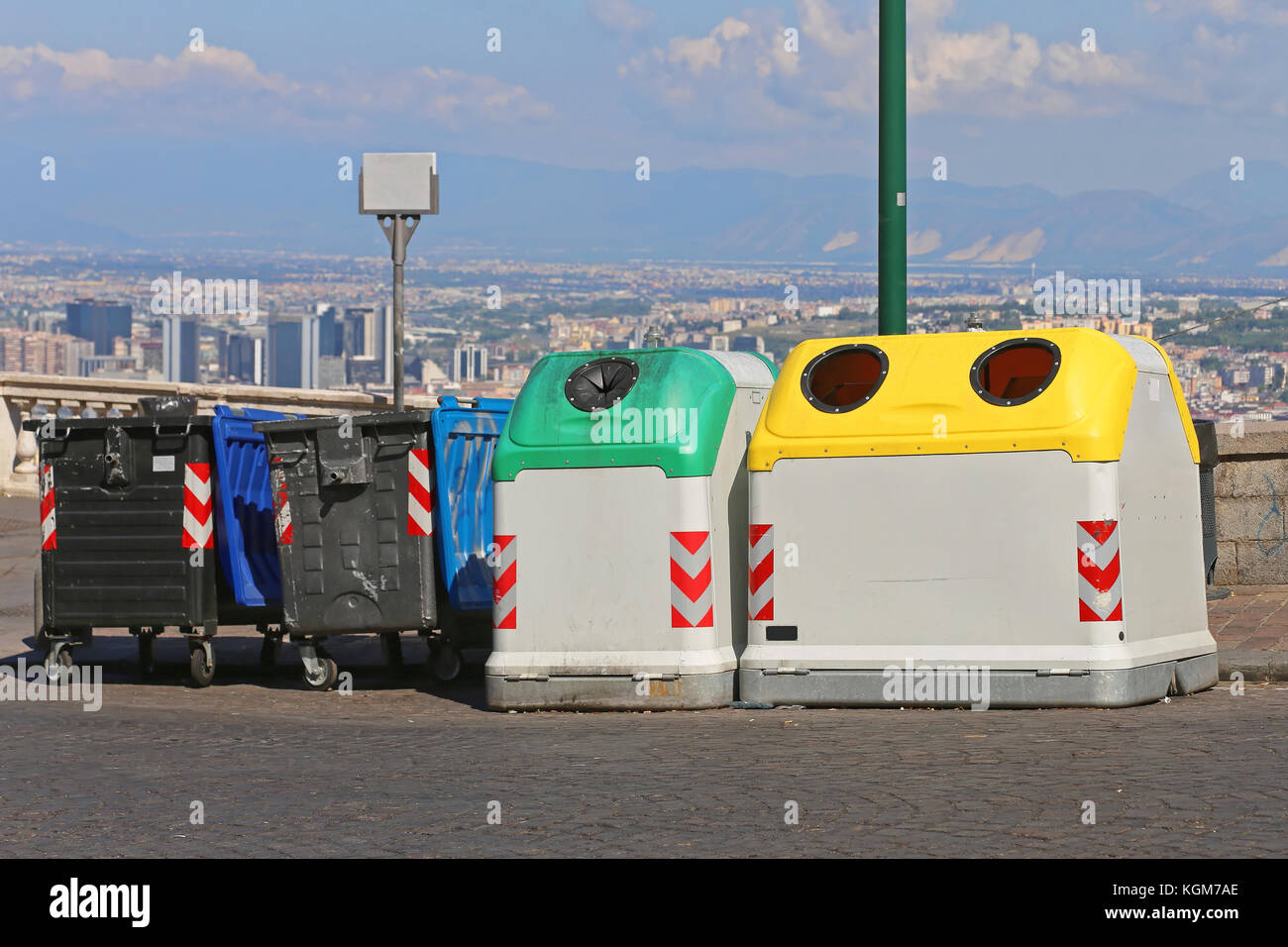 Sorting Containers and Recycling Trash Garbage Bins in Naples Stock ...