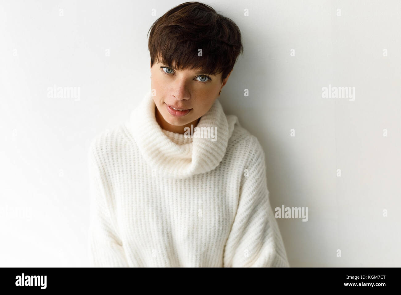 Beautiful model in sweater Stock Photo - Alamy