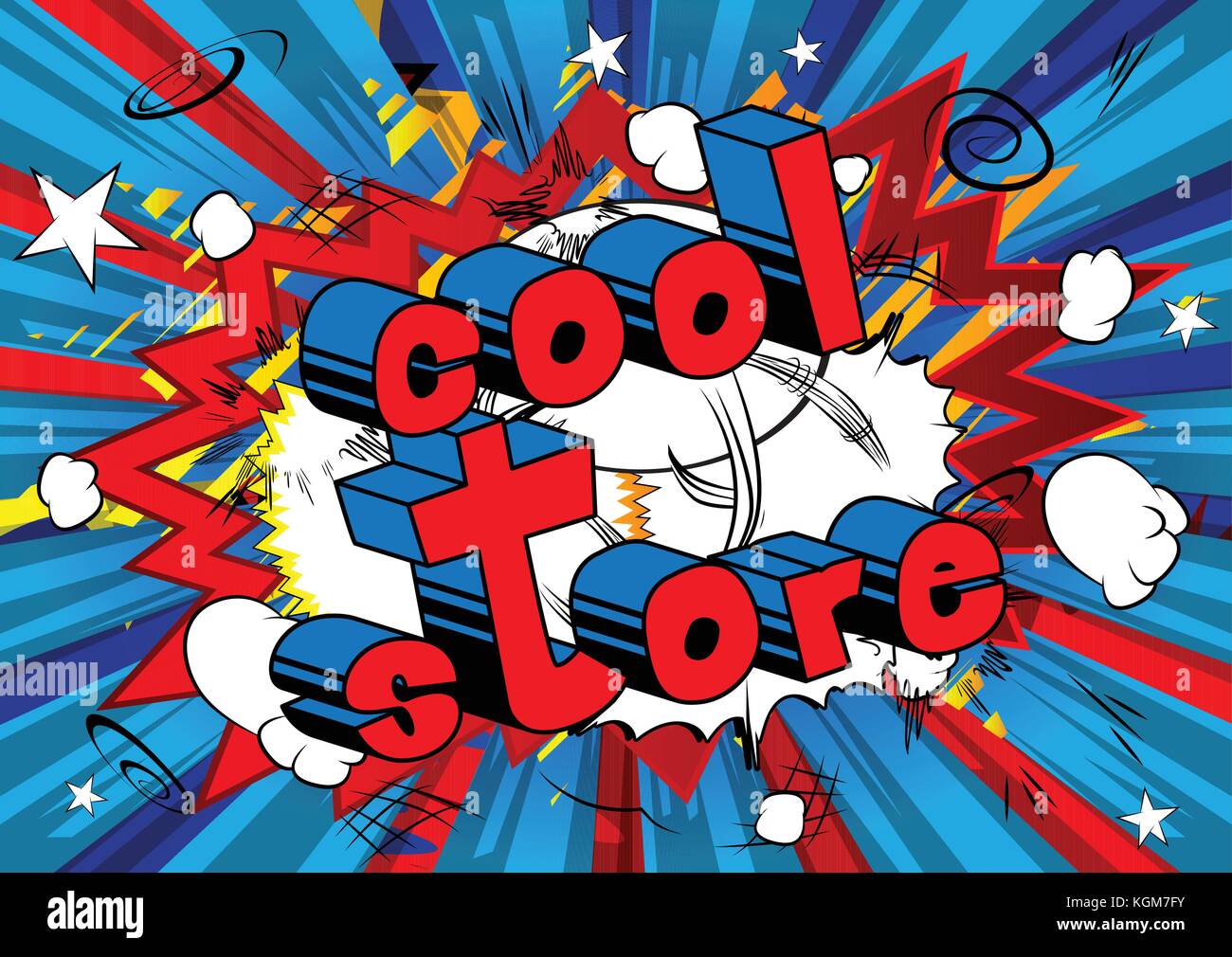 Cool Store - Comic book style word on abstract background Stock Vector ...