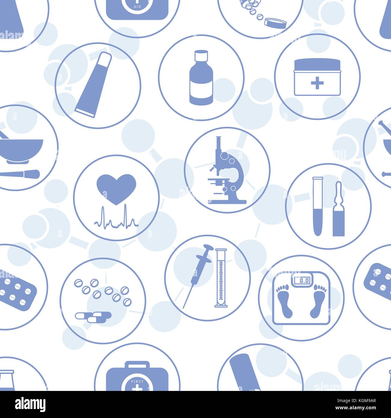 Seamless pattern of various medical devices and drugs first aid kit ...