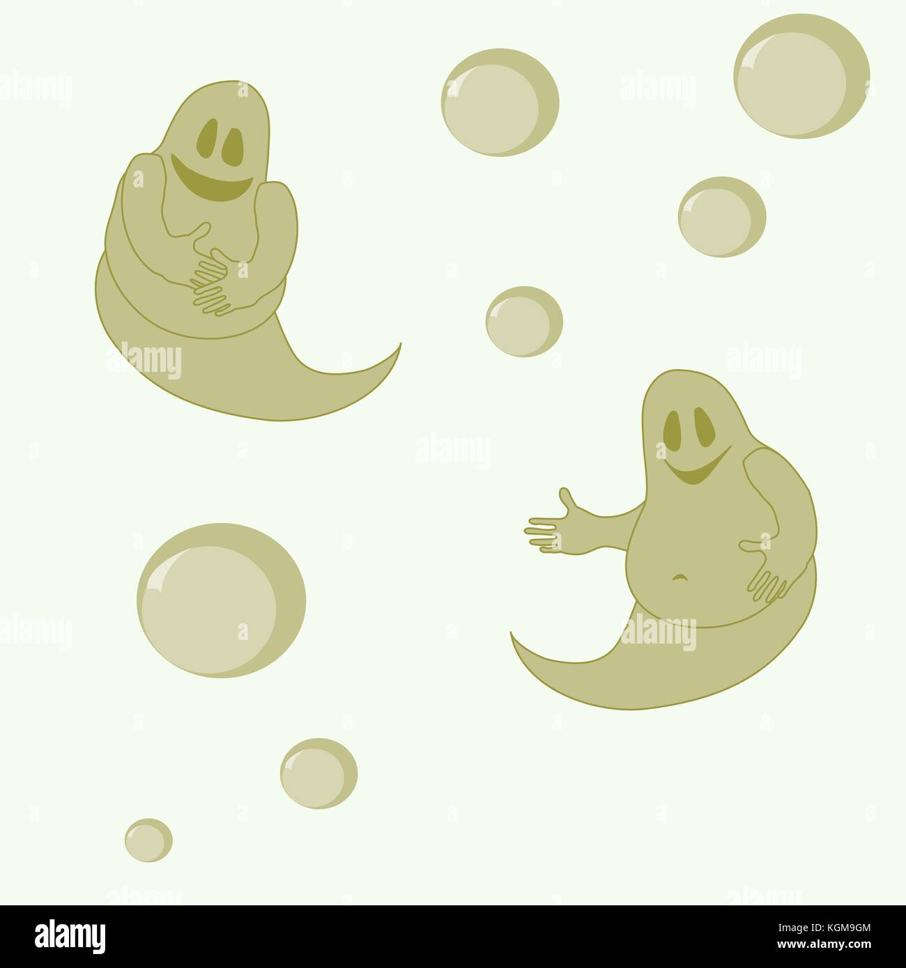 Ghosts and bubbles. Halloween symbols. Design for party card ...